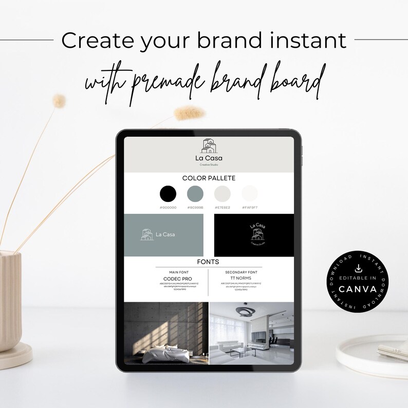 Black Brand Board Template, Brand Kit Template, Editable Brand Kit, PLR ...