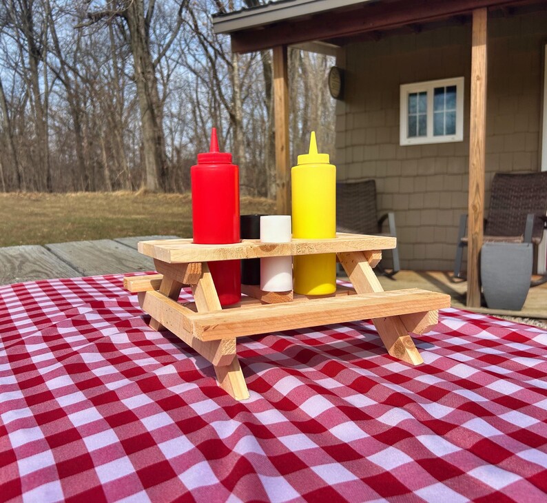 Classic Cedar Picnic Table Condiment Holder - Etsy
