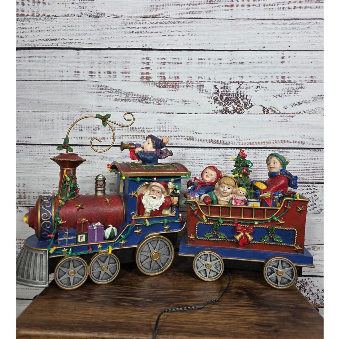 Vintage Santas Christmas Train With LED Lights Holiday Decor 20 Inches ...
