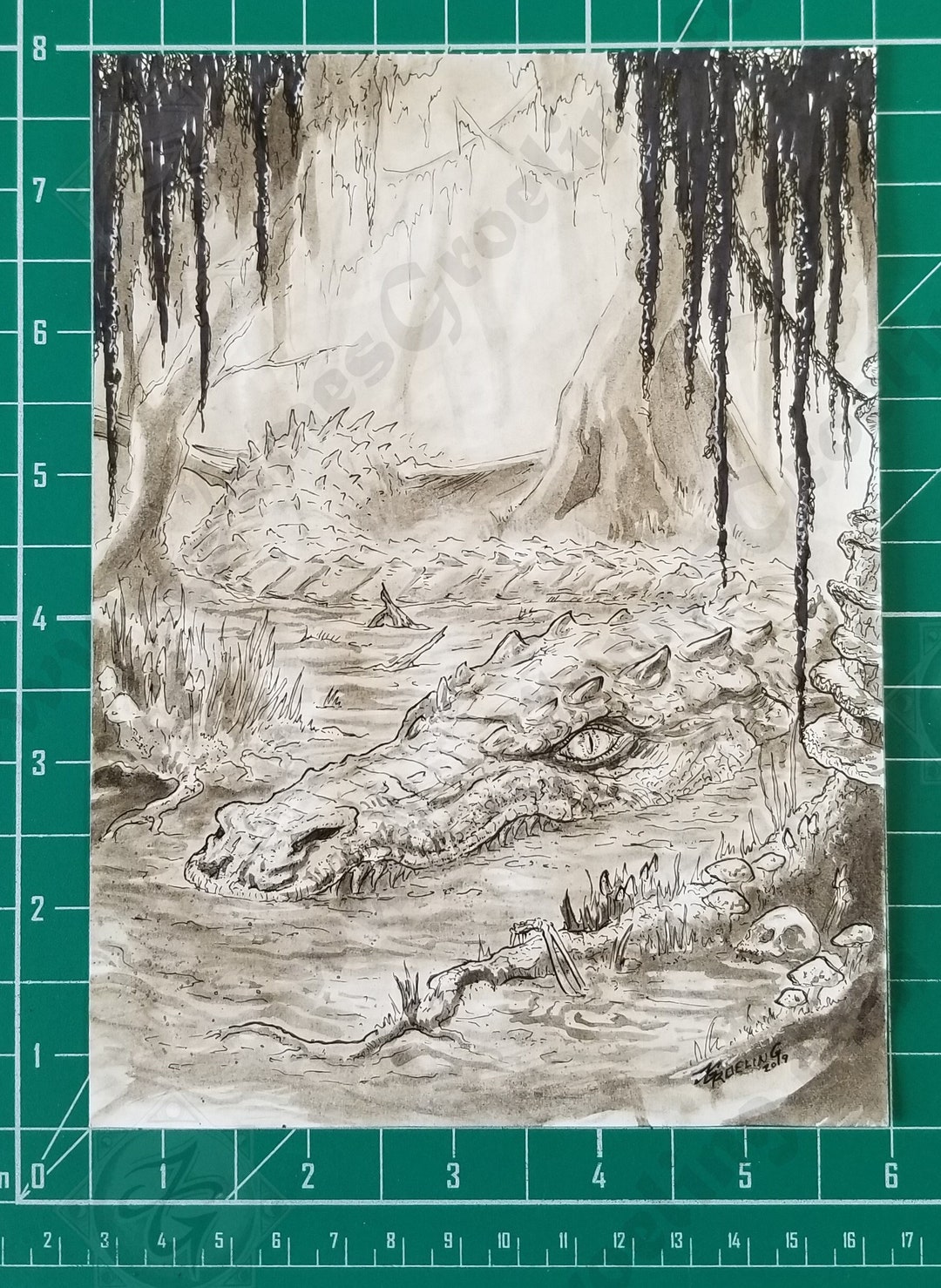 Swamp Dragon. Ink Drawing (original Art) - Etsy