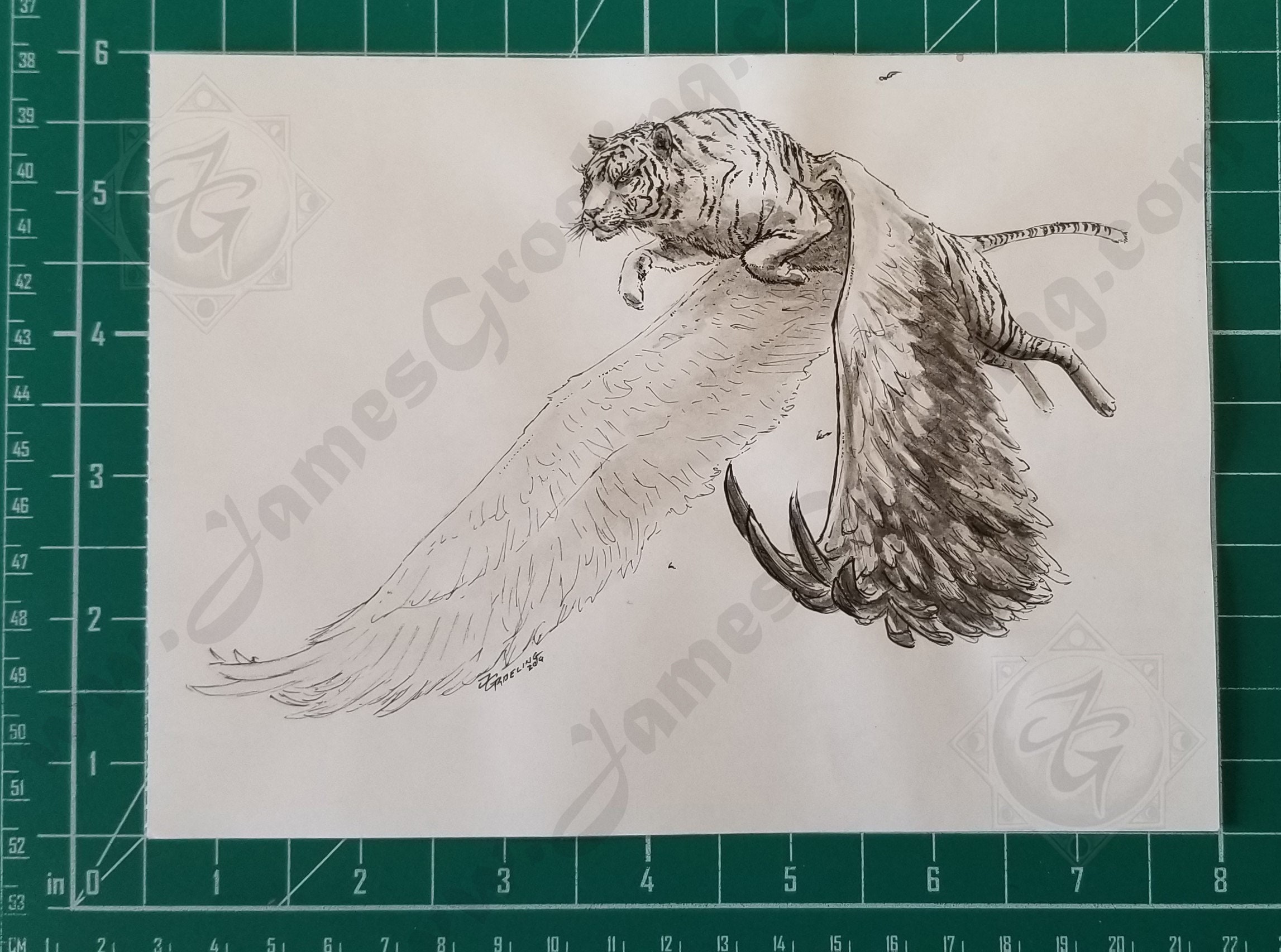 Winged Tiger. Ink Drawing (original Art) - Etsy