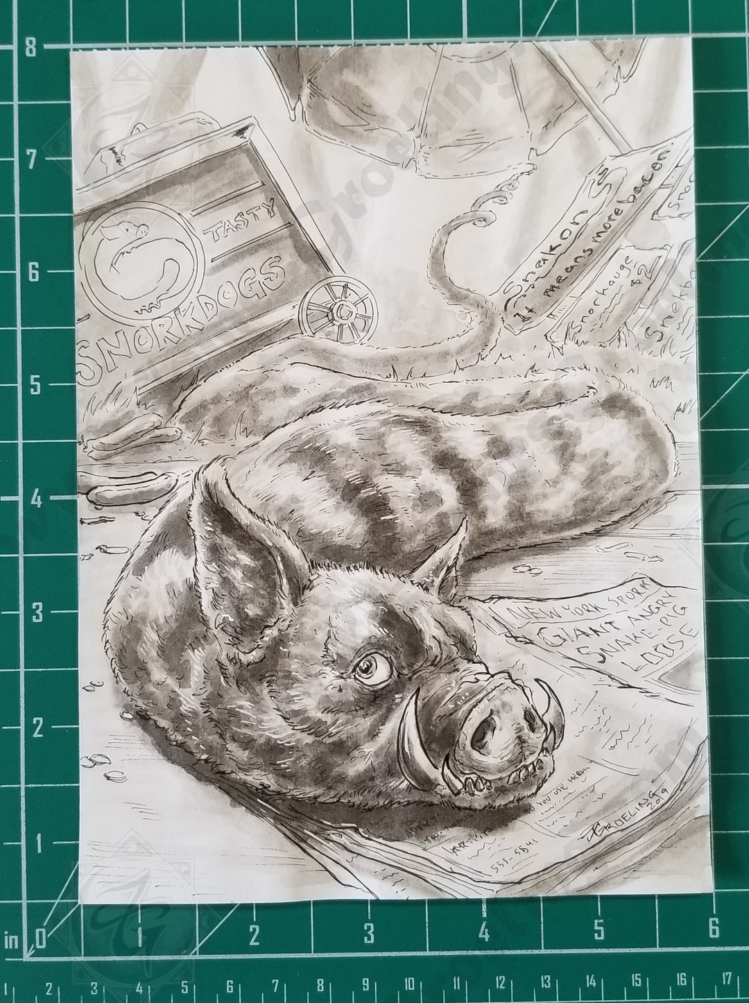 Snork the Snake-pig. Ink Drawing (original Art) - Etsy