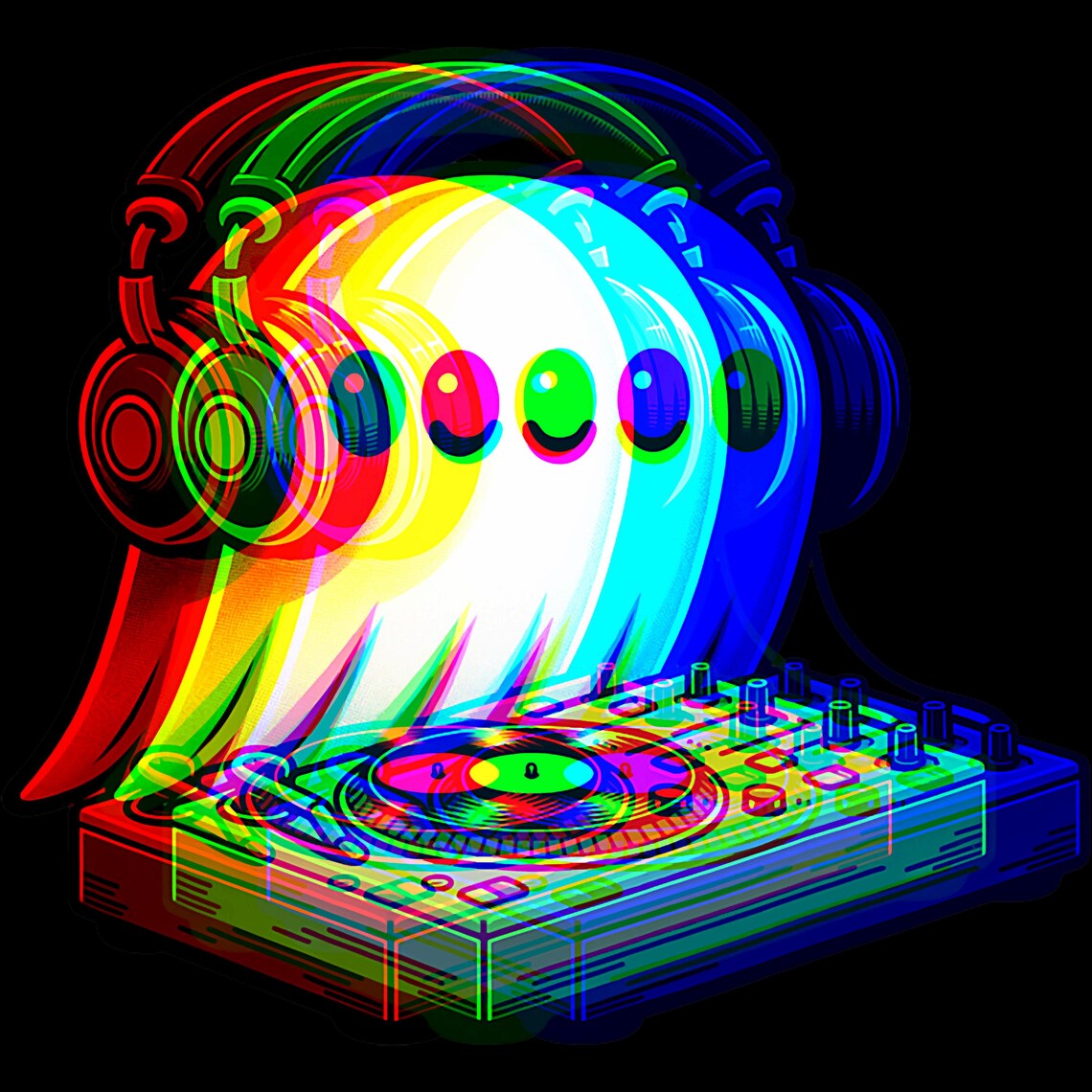 House Music Ghost Dj Optical Illusion EDM Halloween Rave DJ Design ...