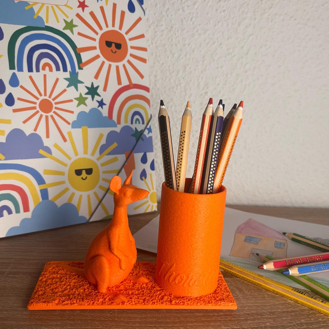 Pen Holder Children Animals Kangaroo Zoo Animals Organizer Gift School ...