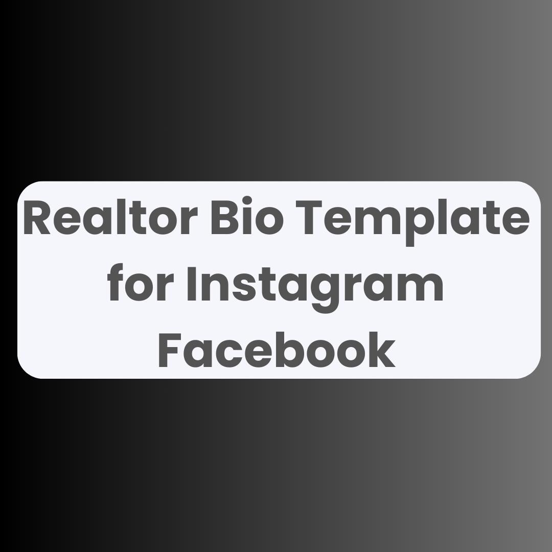 Realtor Bio Template for Instagram Facebook Zillow - Real Estate Agent ...
