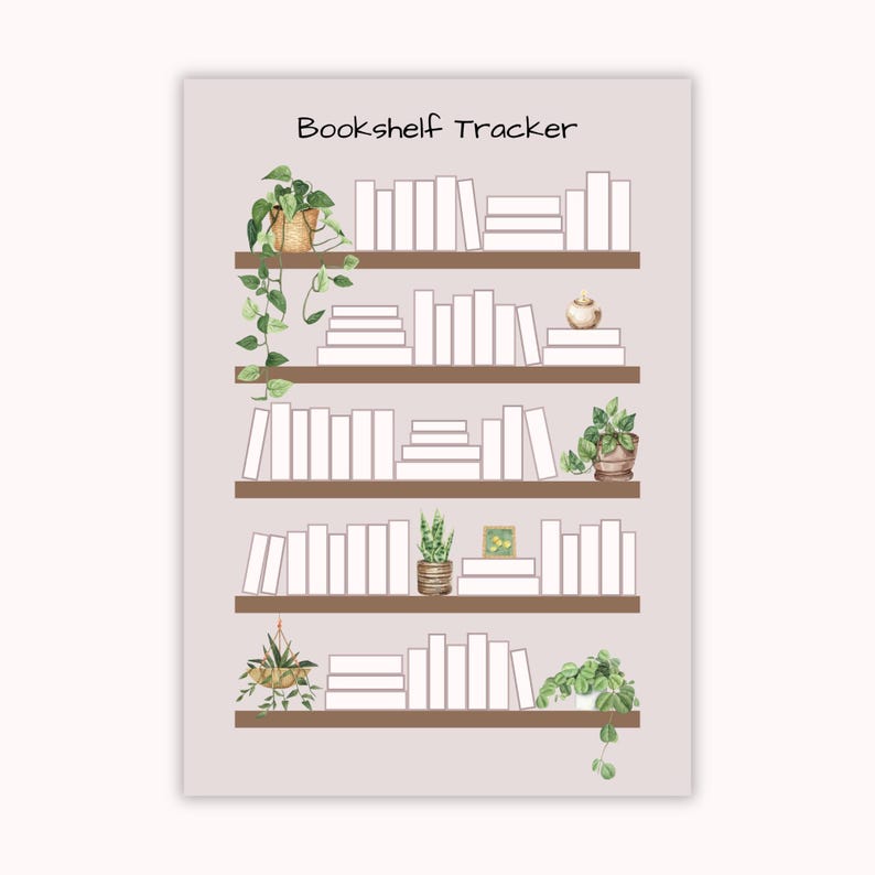 Printable Bookshelf Tracker | Reading Log, Book Journal (PDF + Canva ...