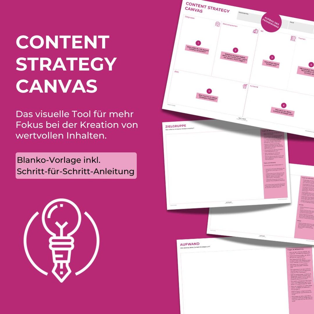 Content Strategy Canvas I Content Strategy I Marketing Tool for the ...