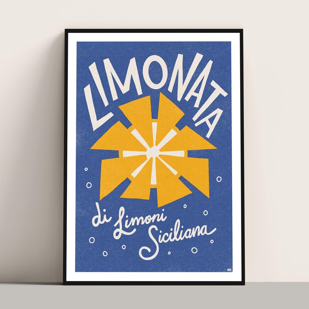 Sicilian Lemonade Retro Lemon Poster Print - Etsy