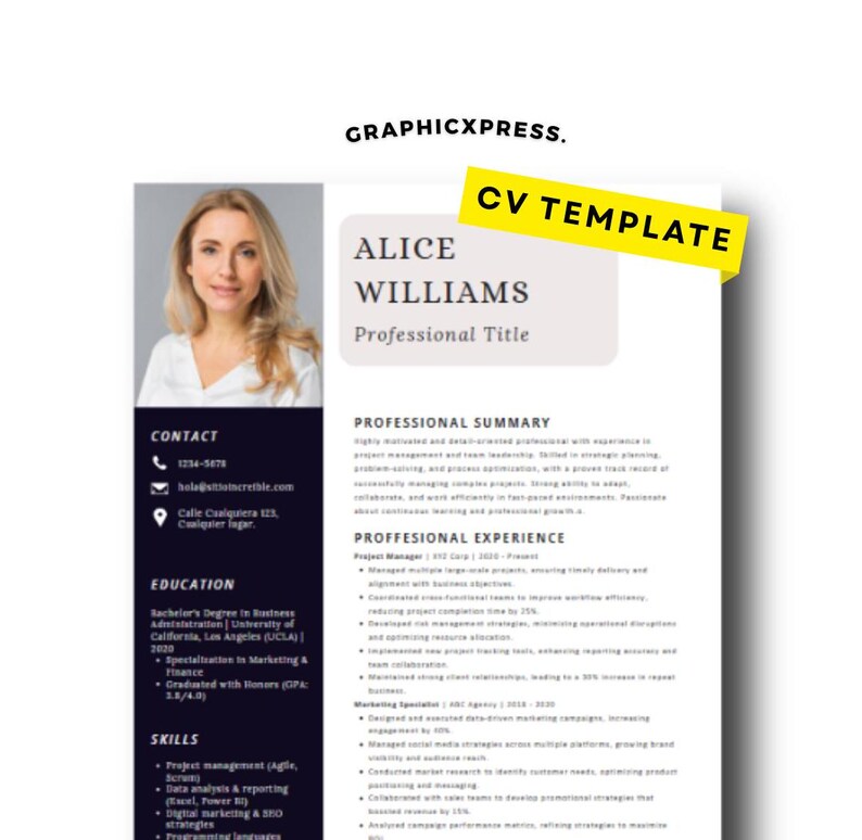 Editable CV Template in Canva – Instant Download, Customizable Resume, Professional Design ...