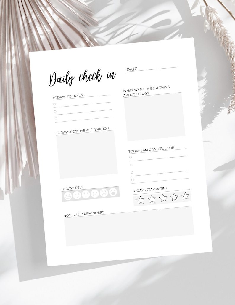 Daily Check in Planner - Etsy