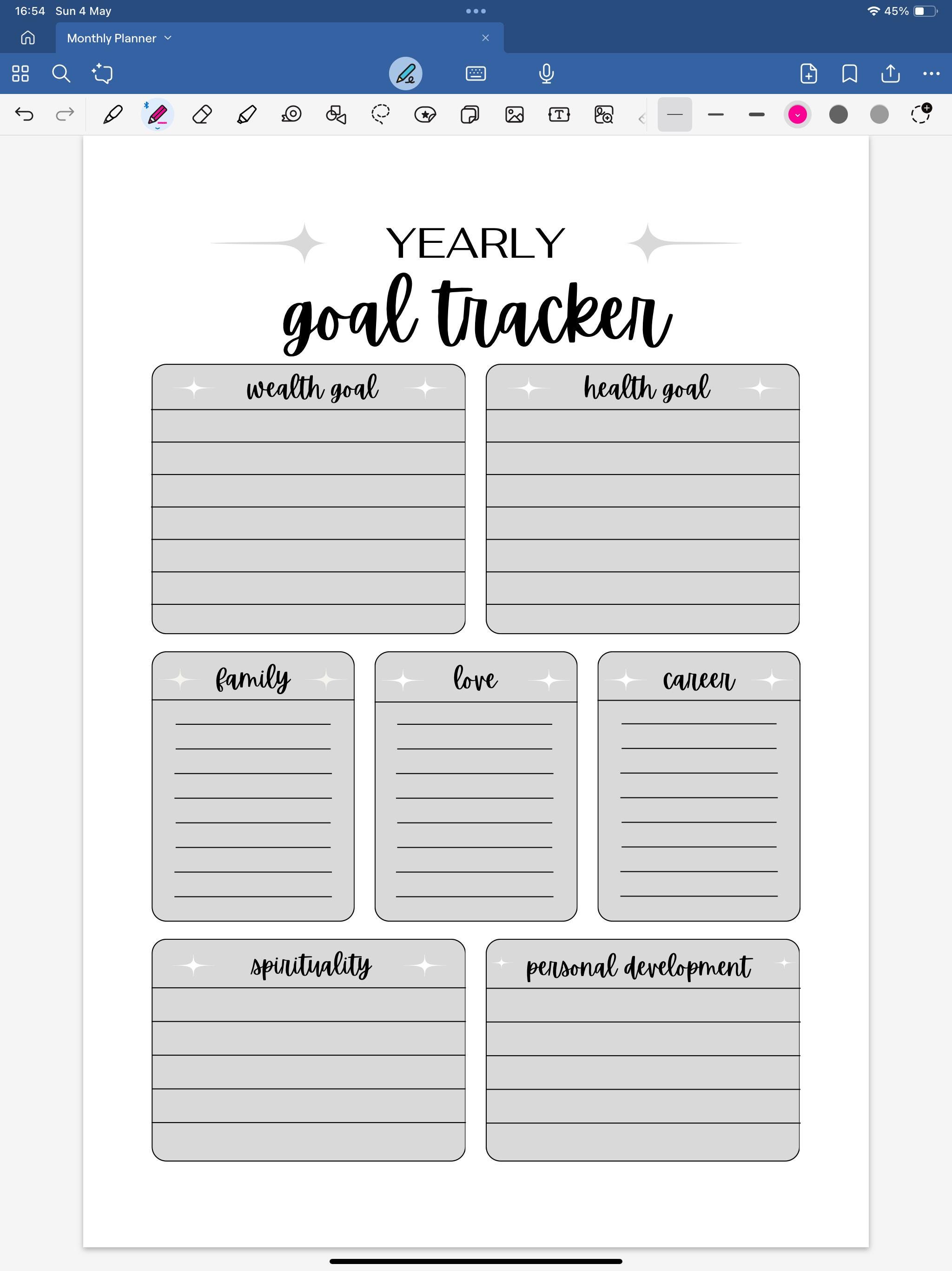 Yearly Goal Planner Printable | Goal Tracker Sheet PDF | 2025 ...