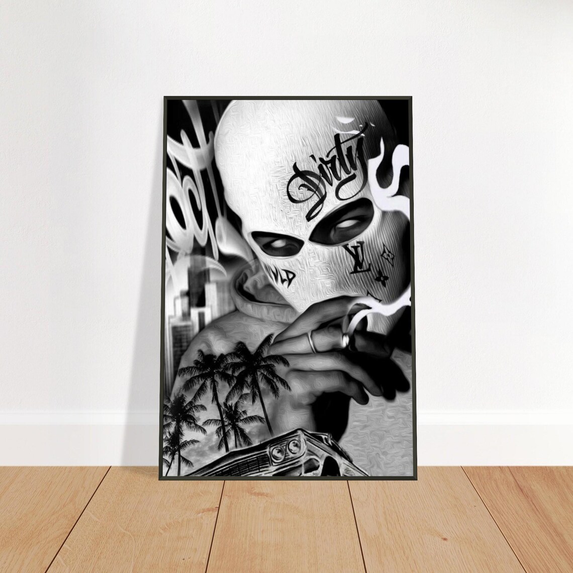 Chicano Art Poster – Urban Gangster Aesthetic – Black & White Street ...