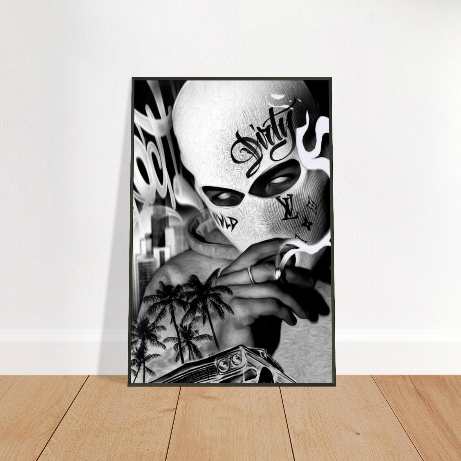 Chicano Art Poster – Urban Gangster Aesthetic – Black & White Street ...