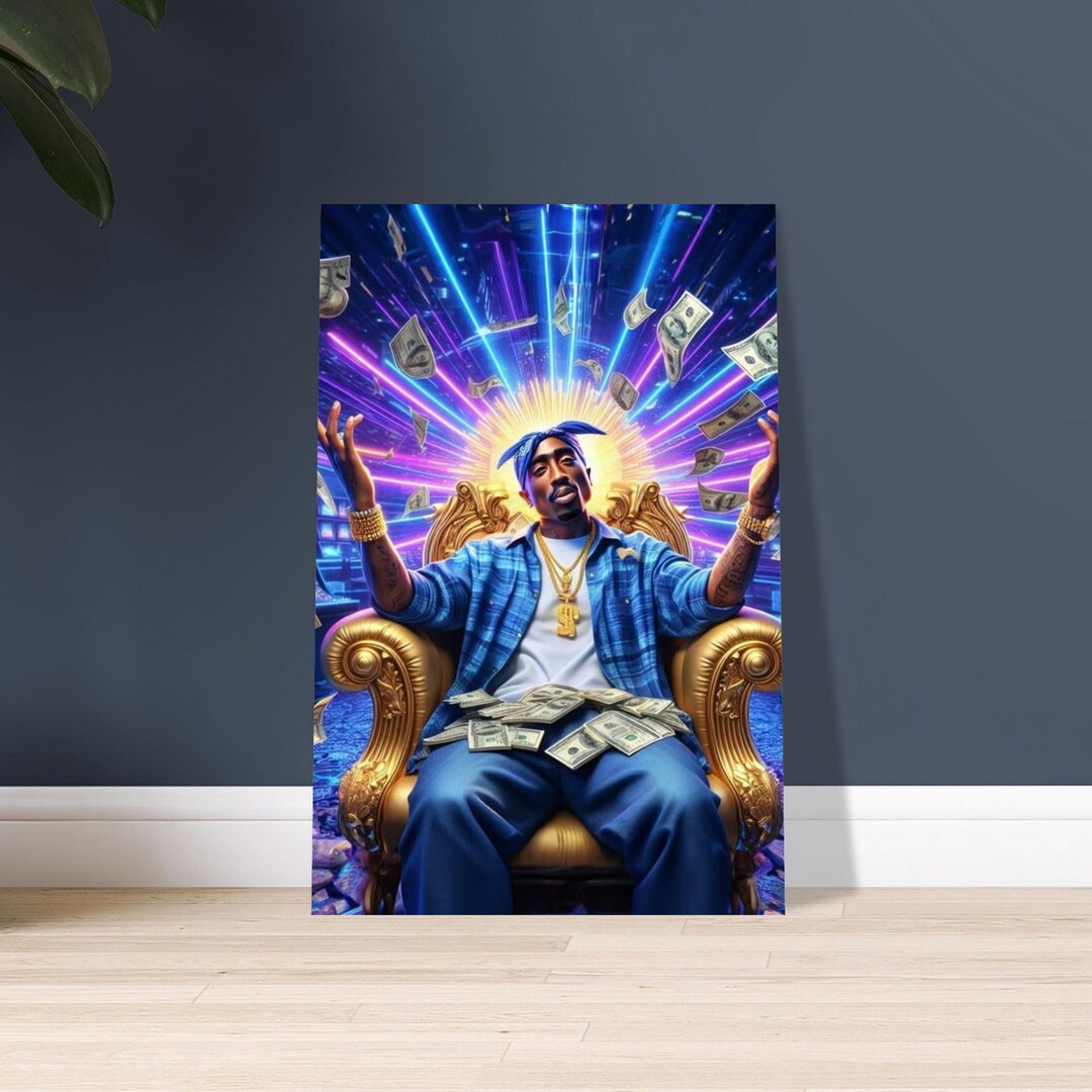 Tupac Throne Poster – Hip-hop Legend, Money & Luxury Vibes | Rap Icon ...