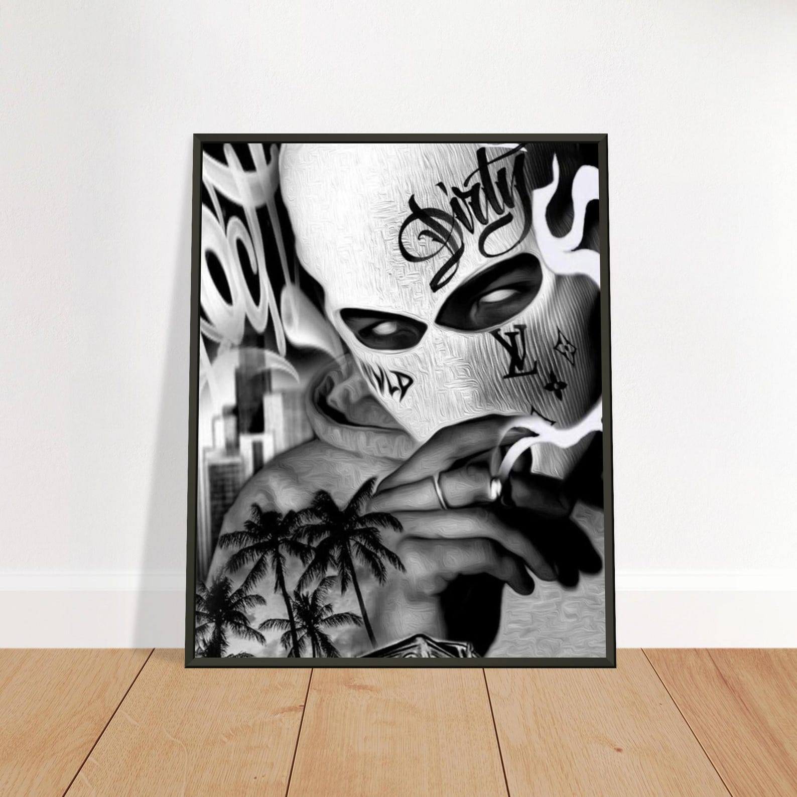 Chicano Art Poster – Urban Gangster Aesthetic – Black & White Street ...