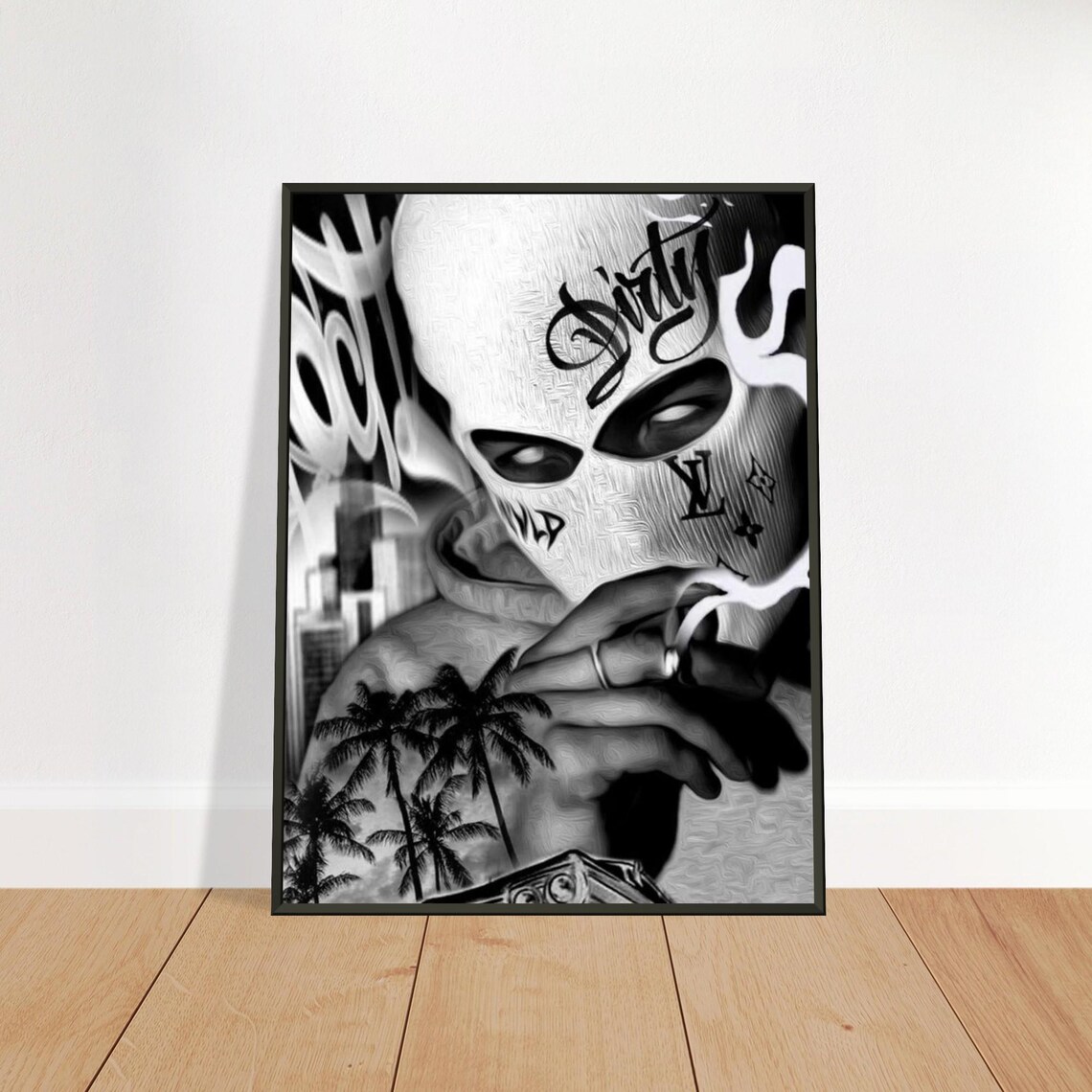 Chicano Art Poster – Urban Gangster Aesthetic – Black & White Street ...