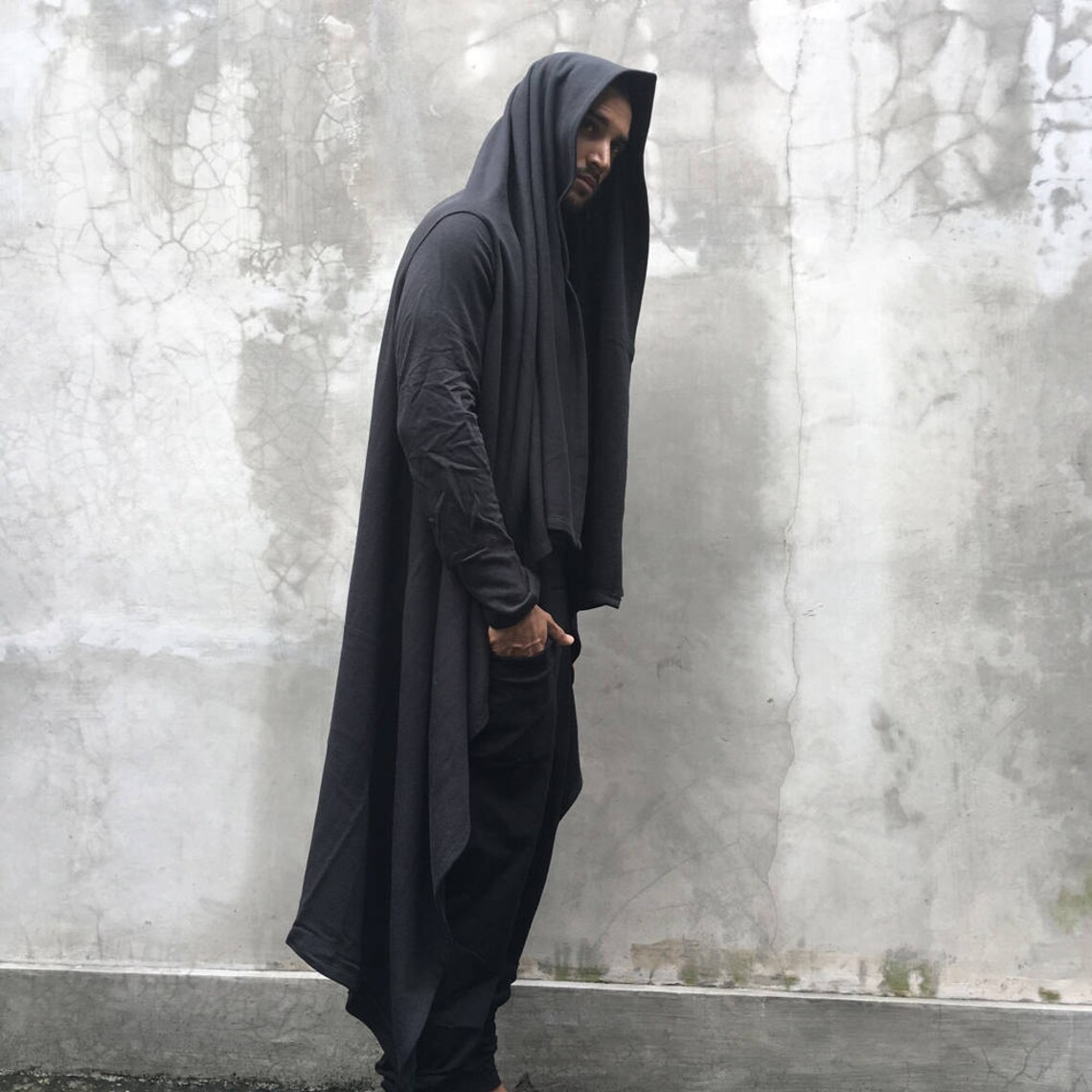 Mens Coat Mens Wrap Cloak Mens Draped Hooded Coat Mens - Etsy