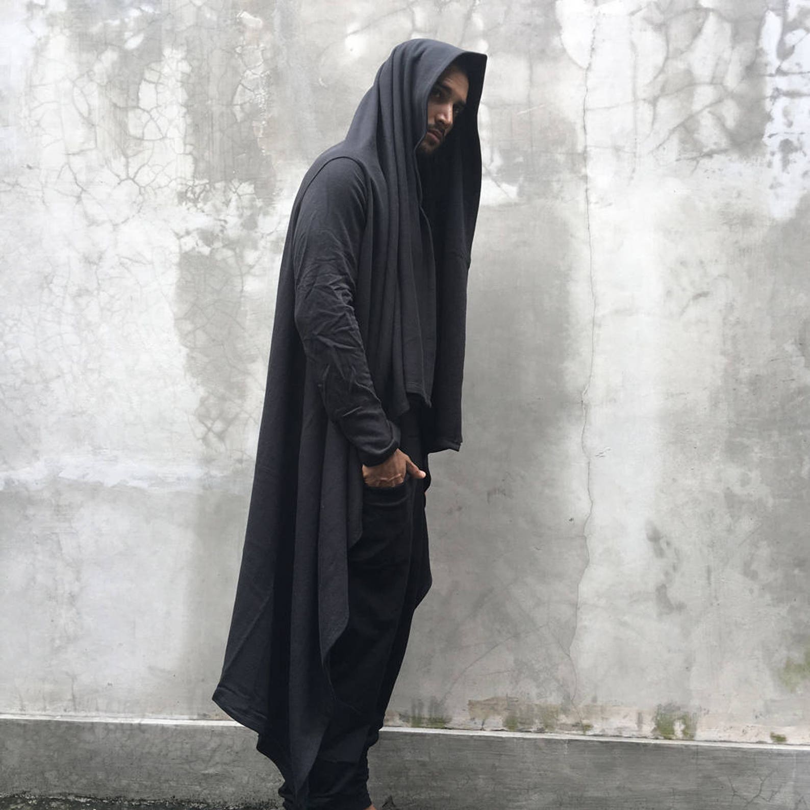 Mens Coat Mens Wrap Cloak Mens Draped Hooded Coat Mens - Etsy