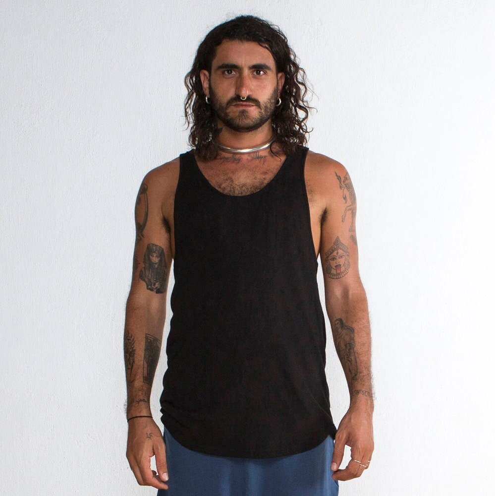 Mens Black Tank Top Mens Black Organic Cotton Tank Mens | Etsy