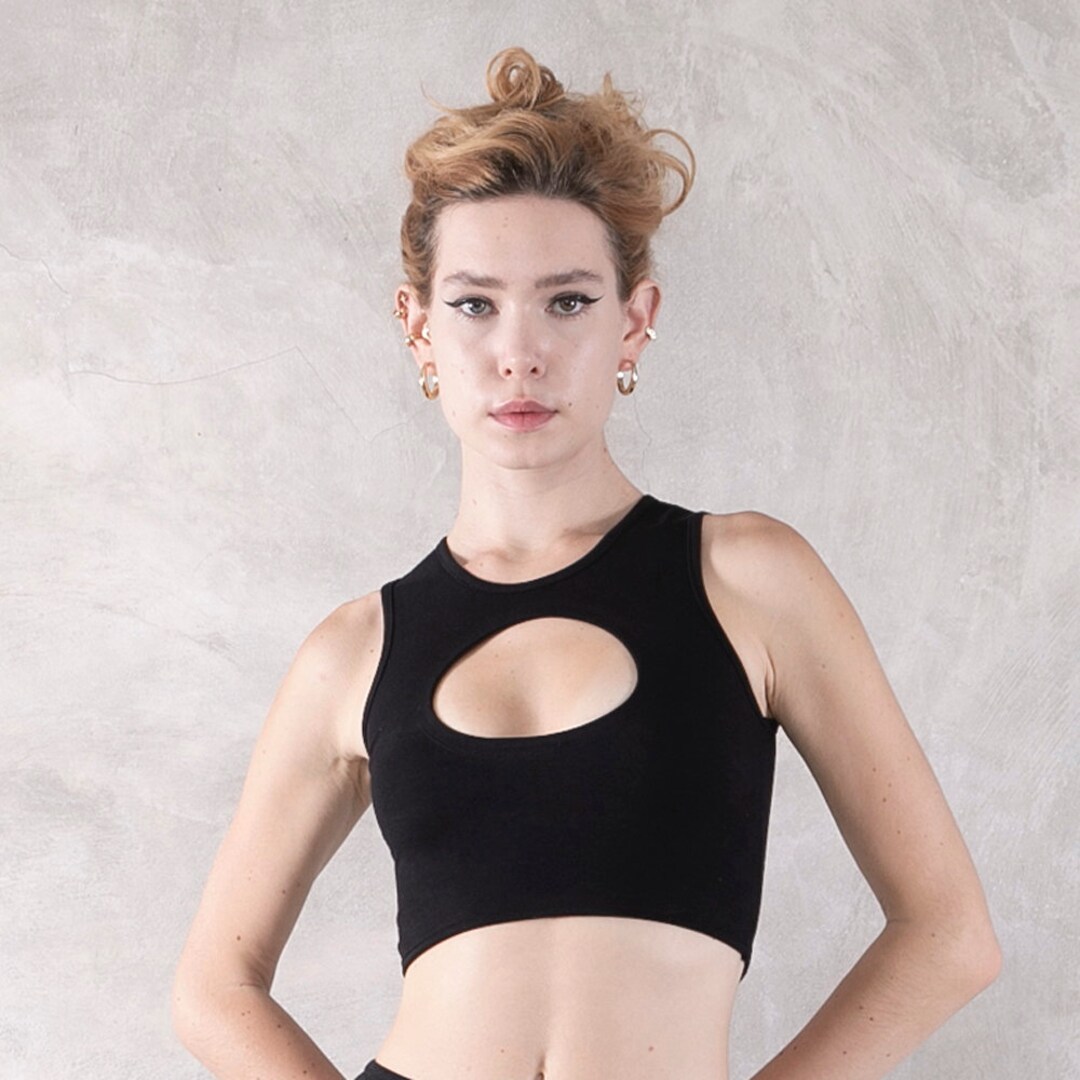 Cut Out Crop Top Sexy Crop Top Black Crop Top Organic Cotton Top Black Crop Top Stylish