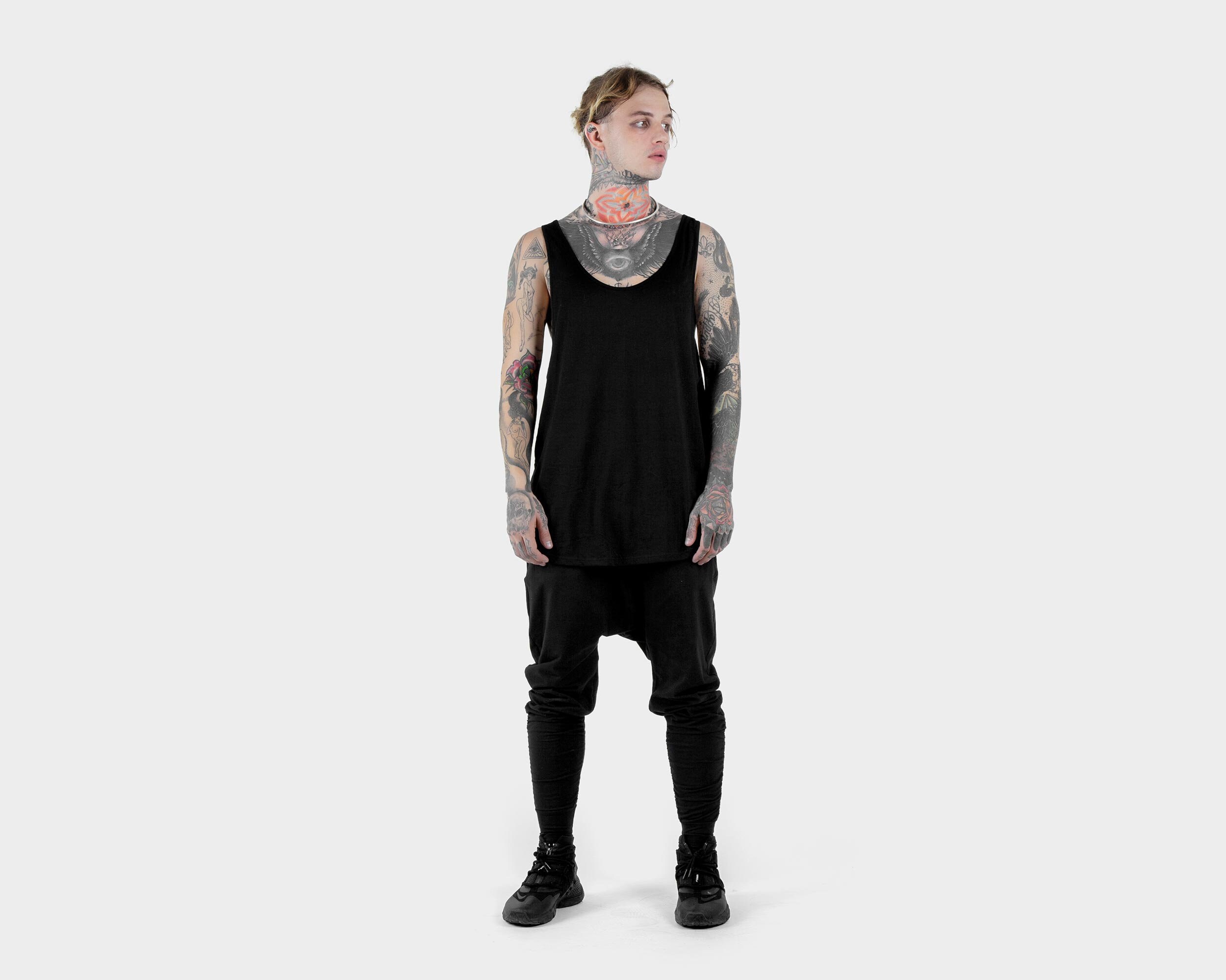Mens Black Tank Top, Mens Black Organic Cotton Tank, Mens Black Tank ...