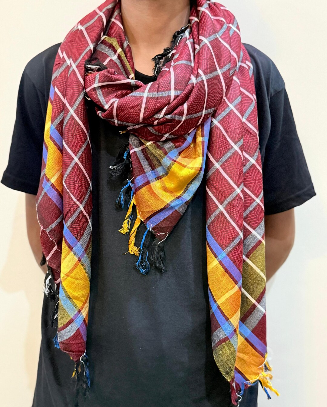 Palestine Keffiyeh Kufiya Scarf (52*52) RED Traditional Shemagh With ...