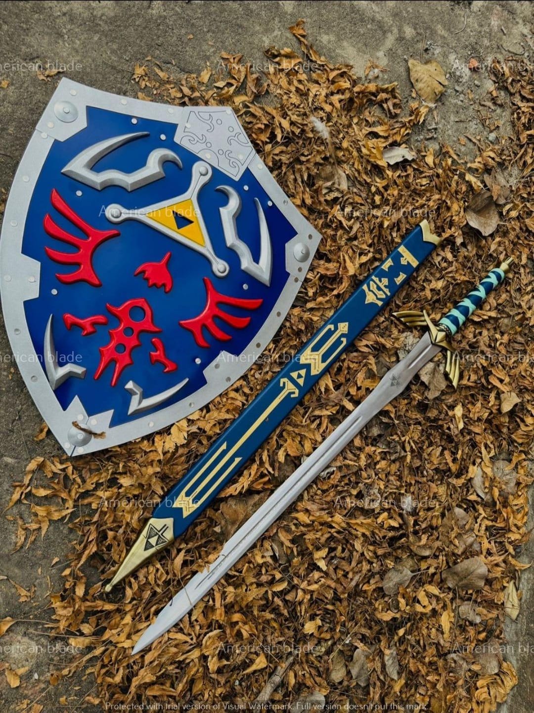 Handmade Color-changing Zelda Sword With Shield & Scabbard: Steel ...