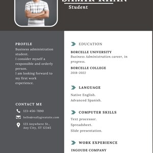 Student Resume Template - Modern CV for Internships & First Jobs - Ats ...