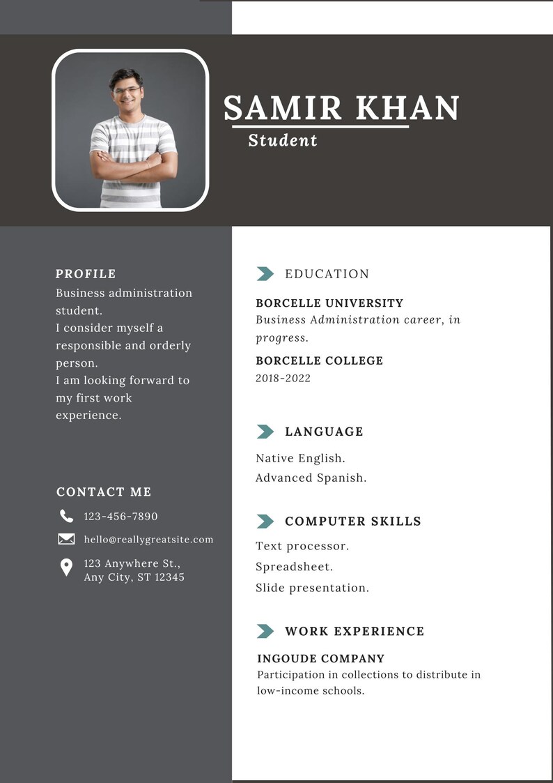 Student Resume Template - Modern CV for Internships & First Jobs - Ats ...