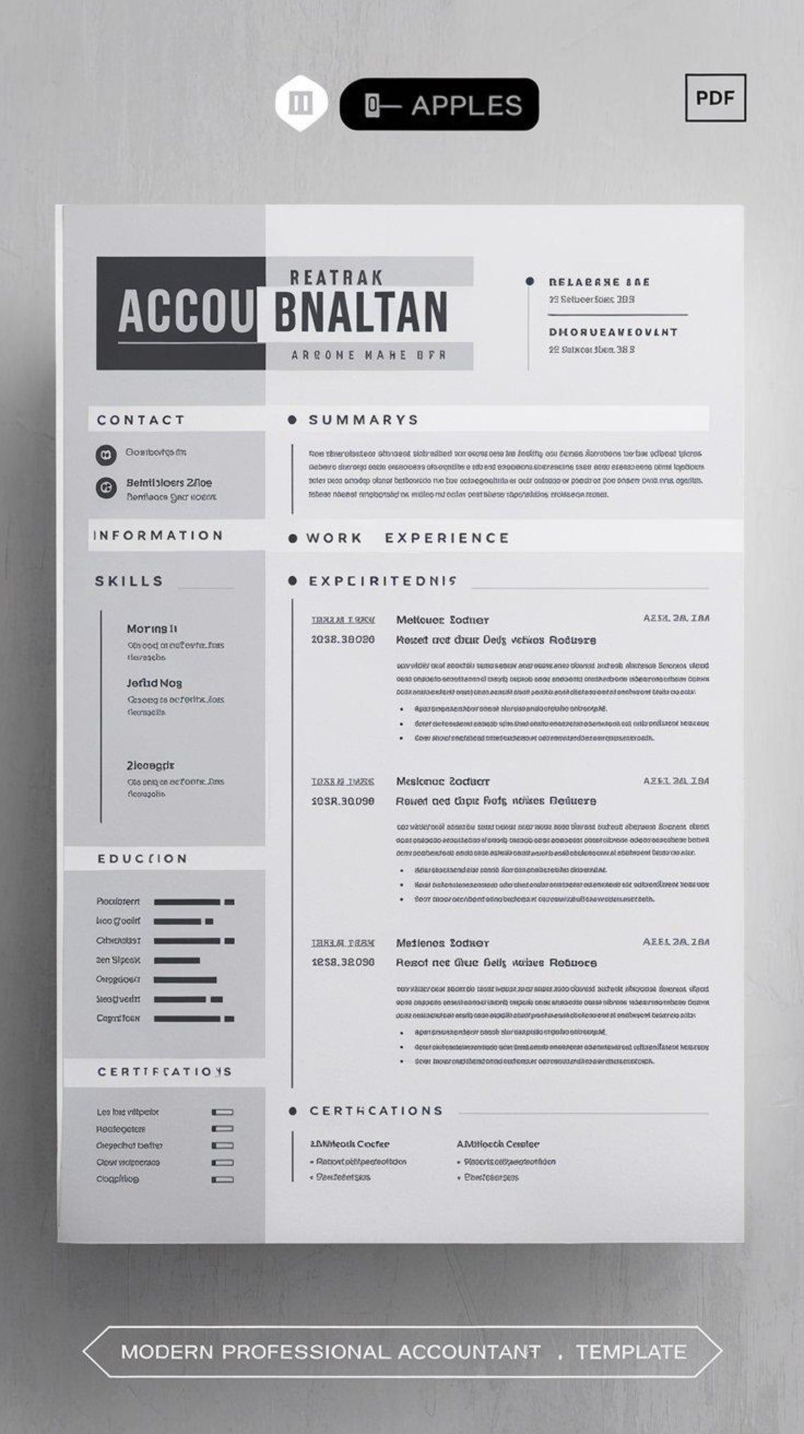 Modern Professional Accountant Resume Template | Editable CV for ...
