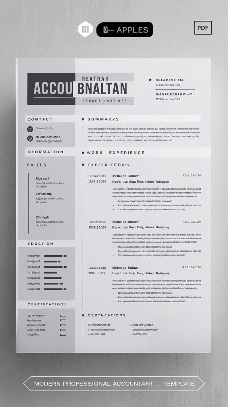 Modern Professional Accountant Resume Template | Editable CV for ...