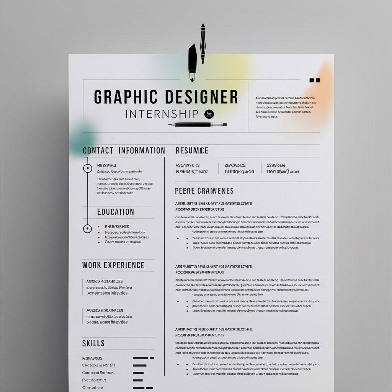 Graphic Designer Internship Resume - Professional CV Template for ...