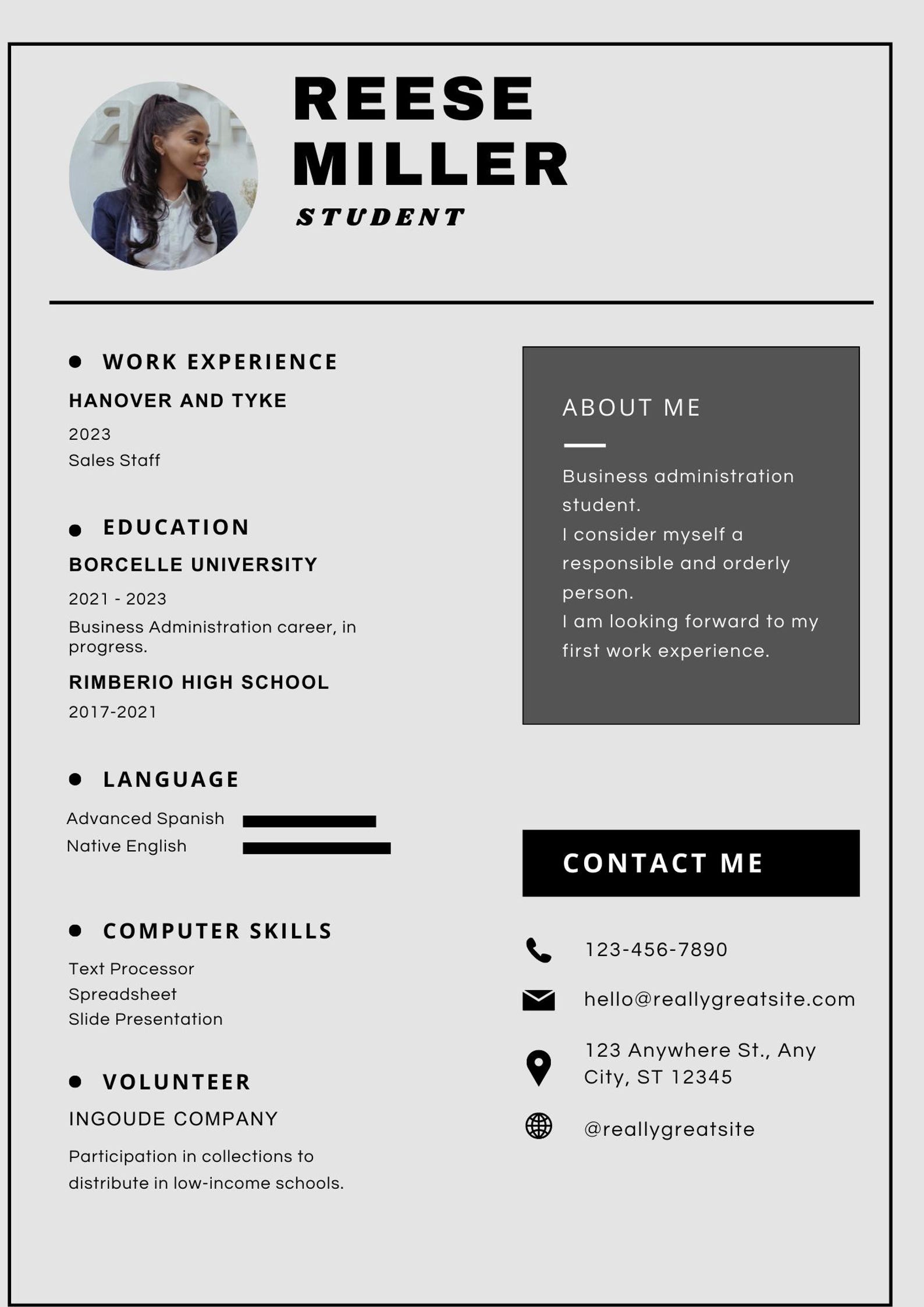 Student Resume Template - Modern CV for Internships & First Jobs - Ats ...