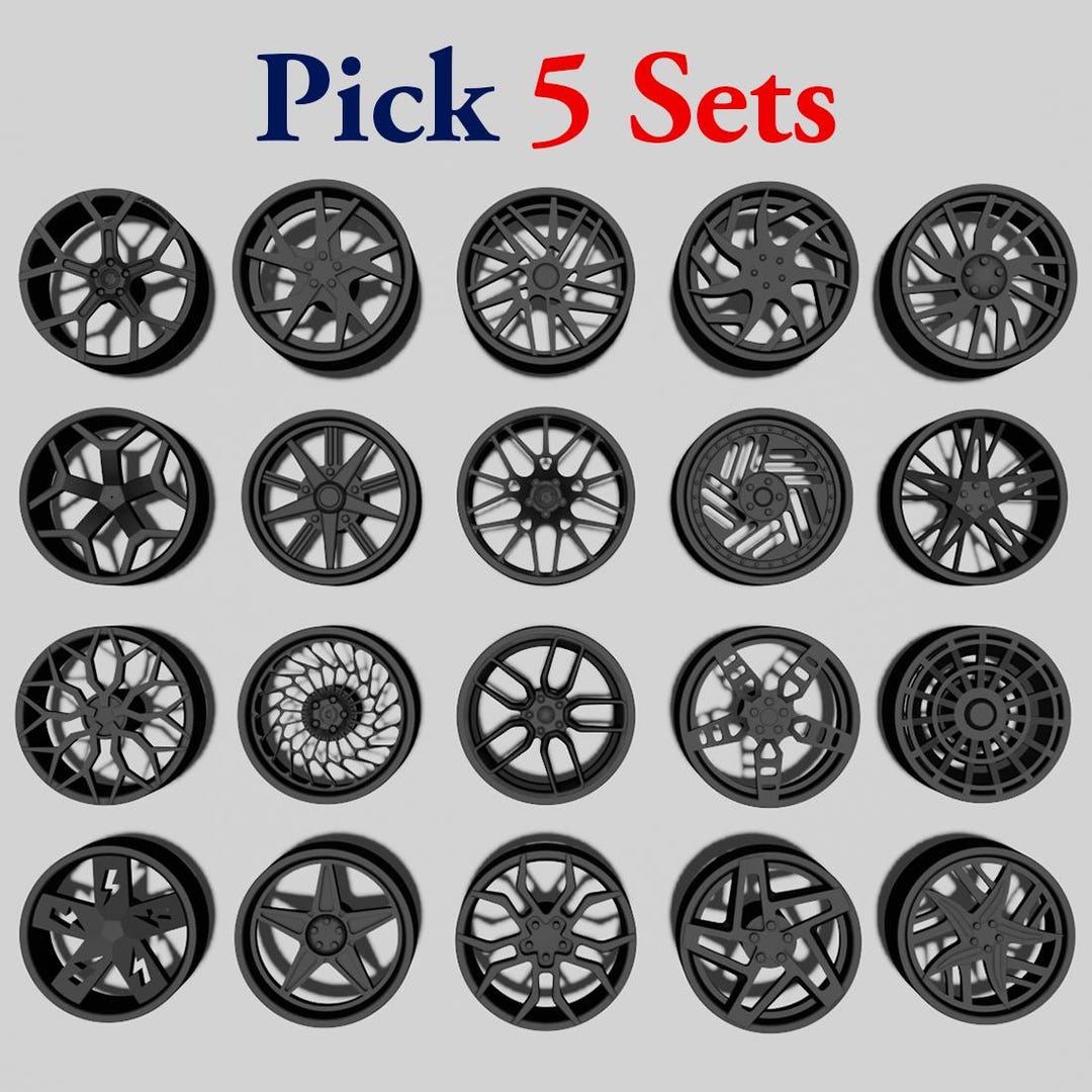 Pick (5 SETS) 1/64 Scale Rims With Treaded Tires - Etsy