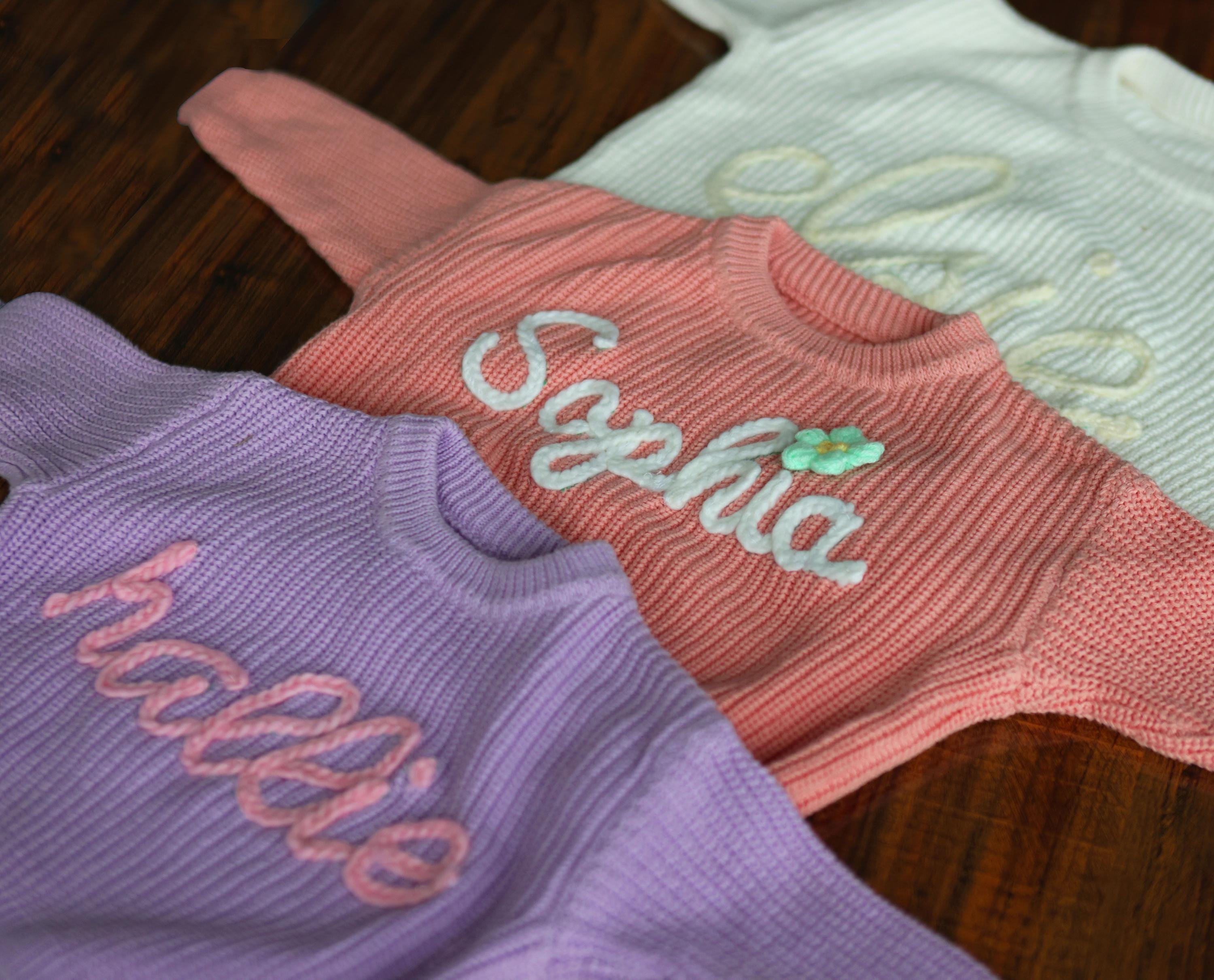 Personalized Name Baby Sweater, Embroidered Knitted Baby Sweater ...