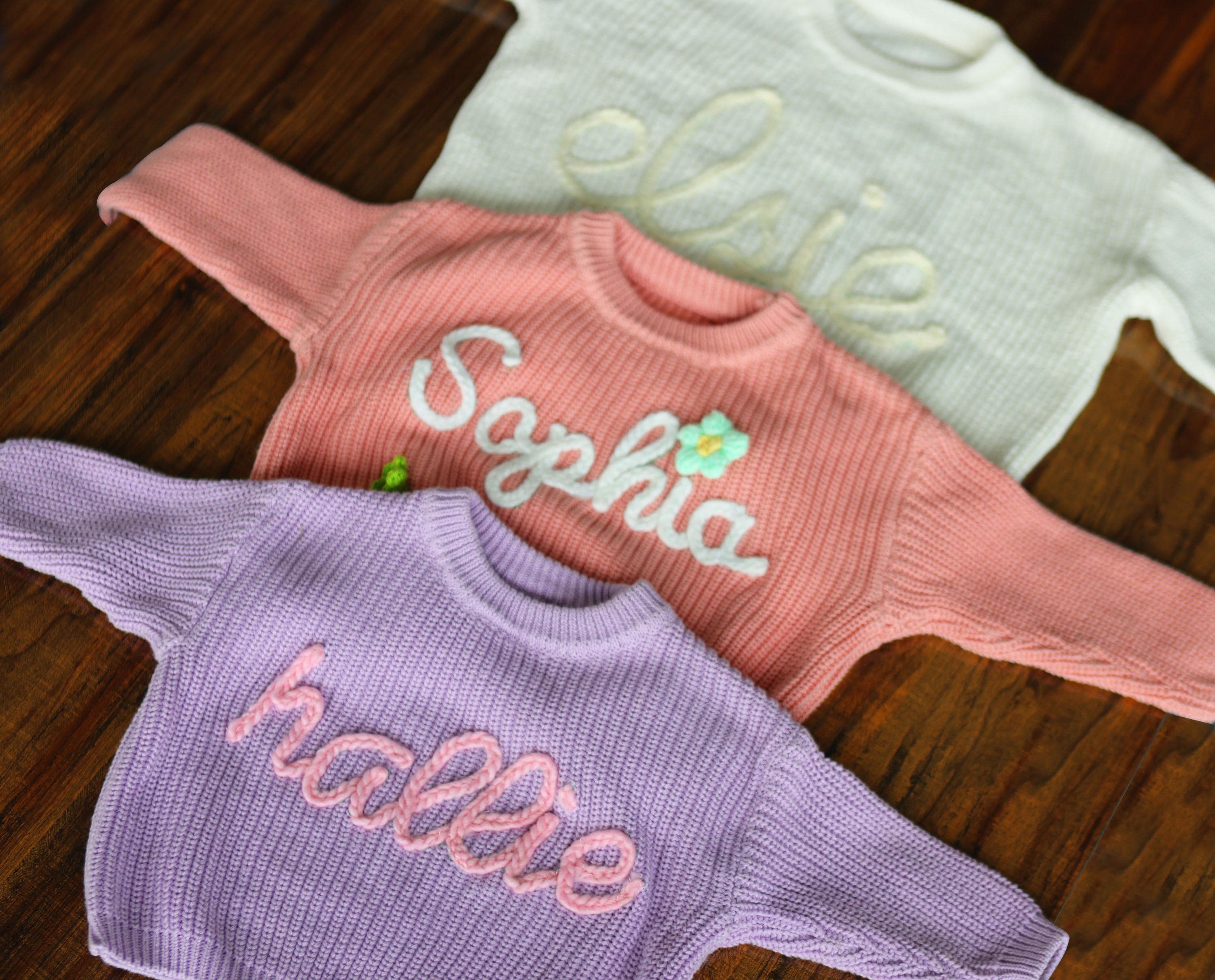 Personalized Name Baby Sweater, Embroidered Knitted Baby Sweater ...
