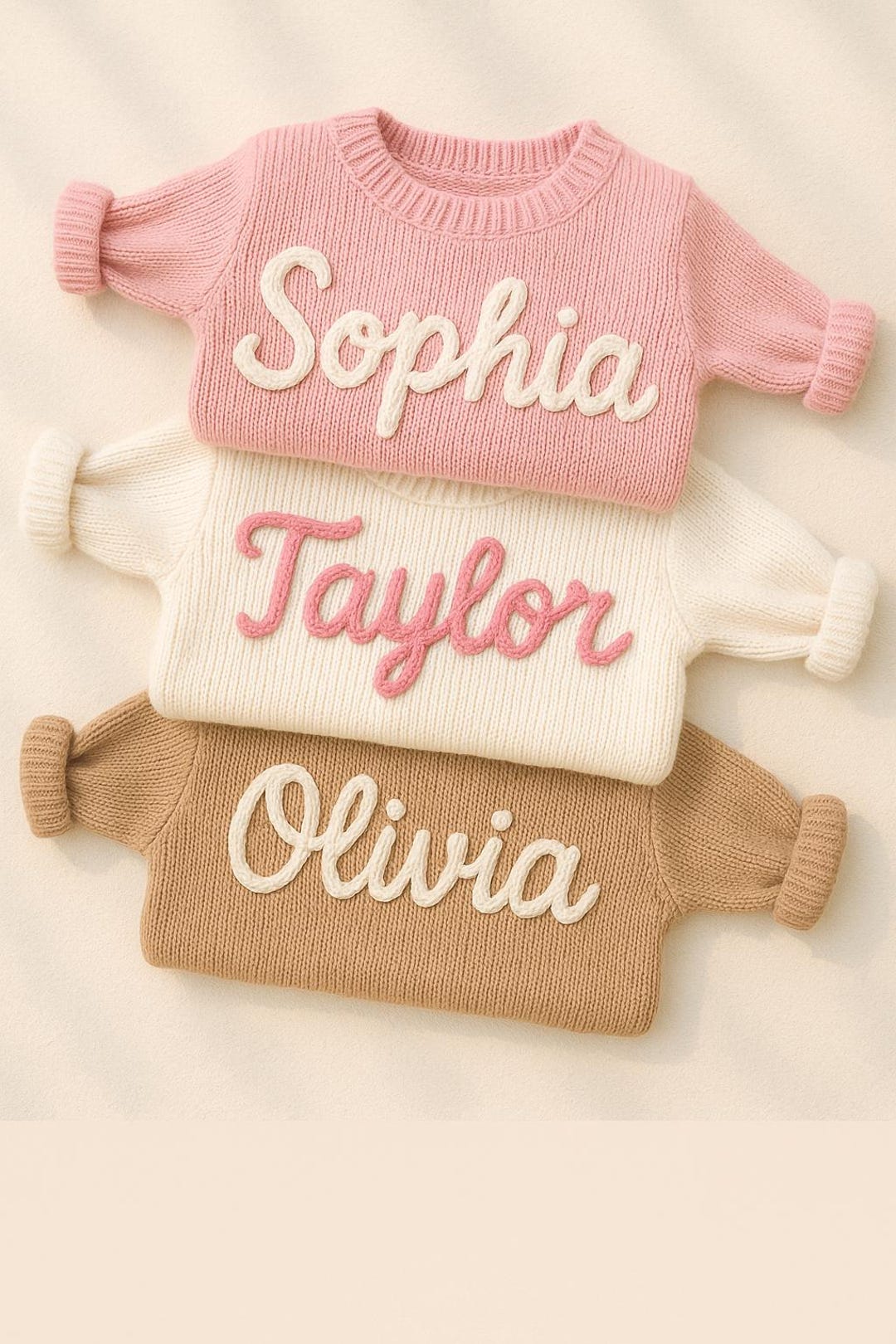 Personalized Name Baby Sweater, Embroidered Knitted Baby Sweater ...