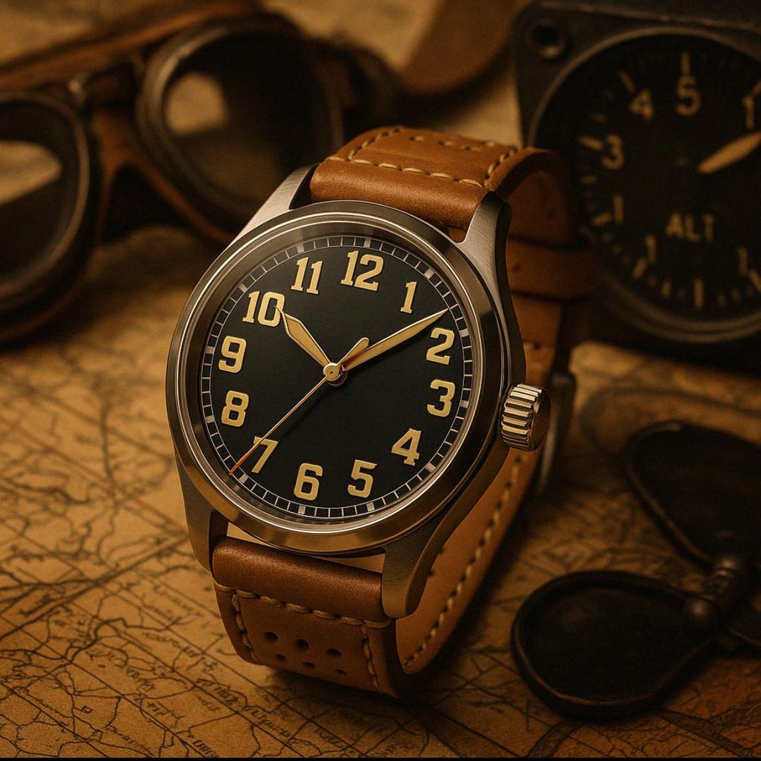 Vintage Pilot Watch | NH35 Automatic Movement | Sapphire Glass ...