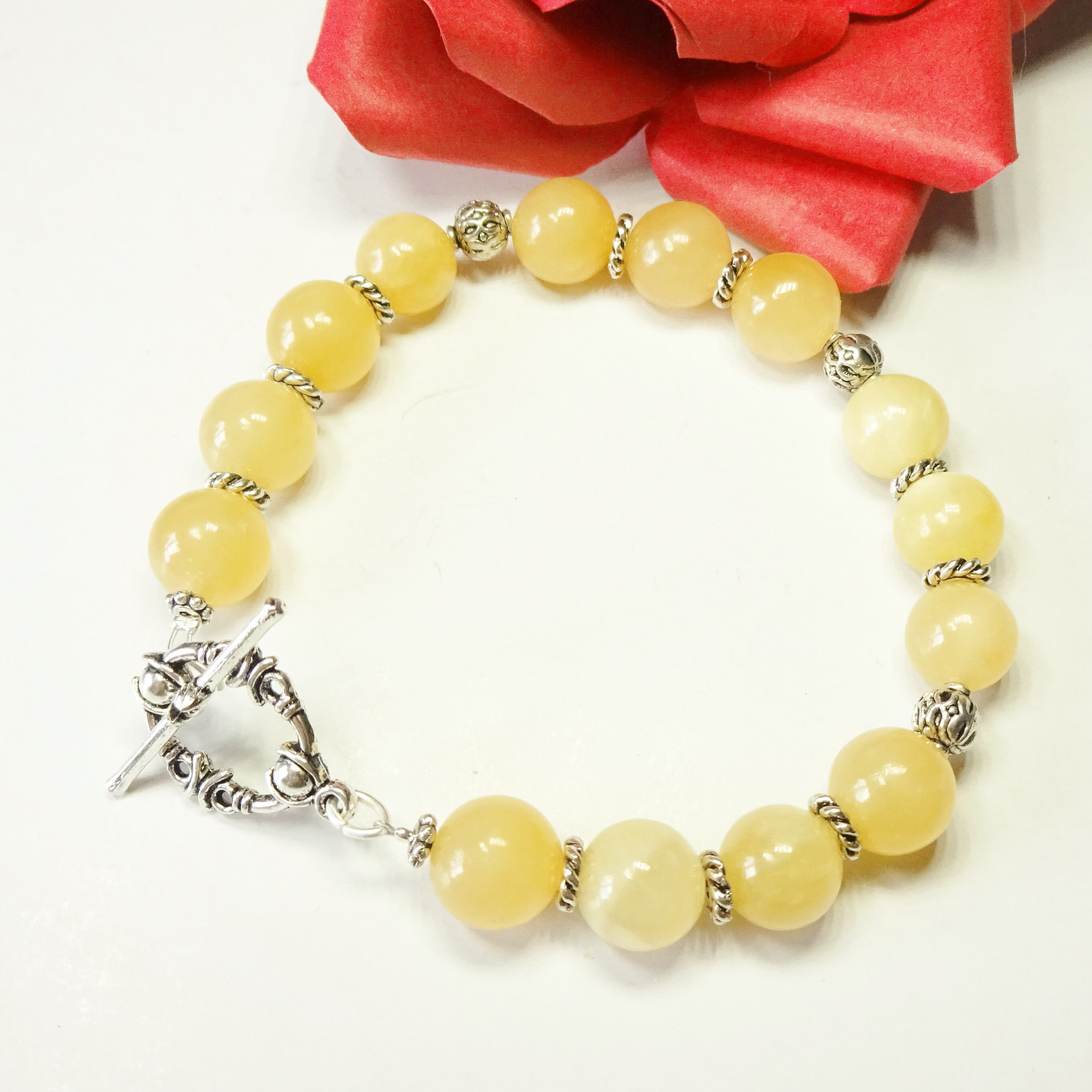 Gele Honing Jade Edelsteen Armband Kraal armband 21cm - Etsy Nederland