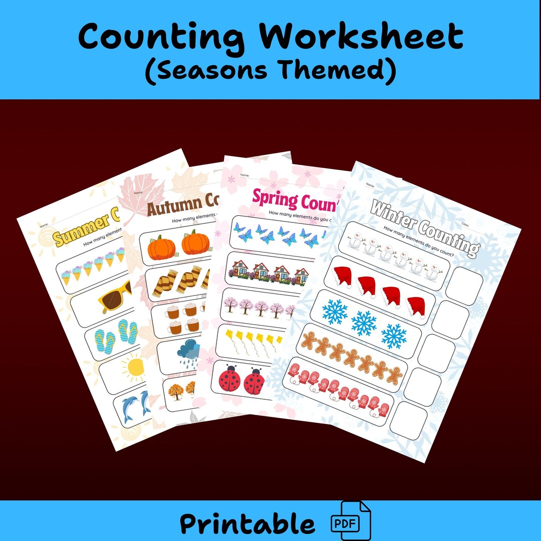 Printable Counting Worksheet, Math Counting Worksheet, Kindergarten and ...
