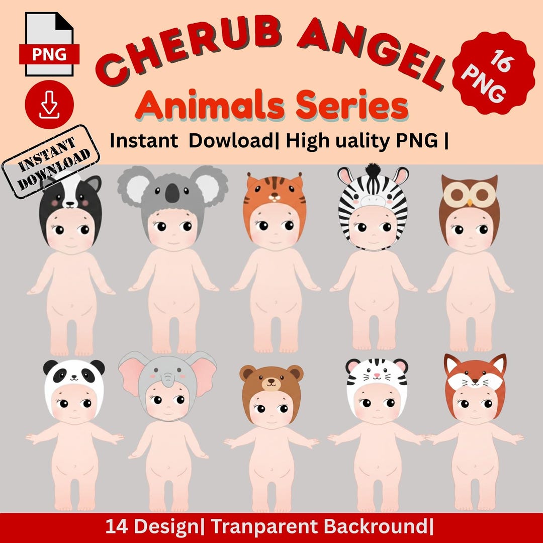 12 Sonny Angel Animal PNG Bundle, Sonny Animals Angels Series, Baby ...