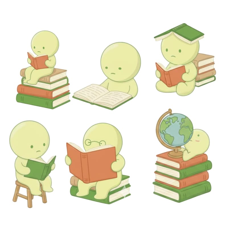 Smiski Bookish PNG Bundle | Reading Smiski Clipart | Book Lover Kawaii ...