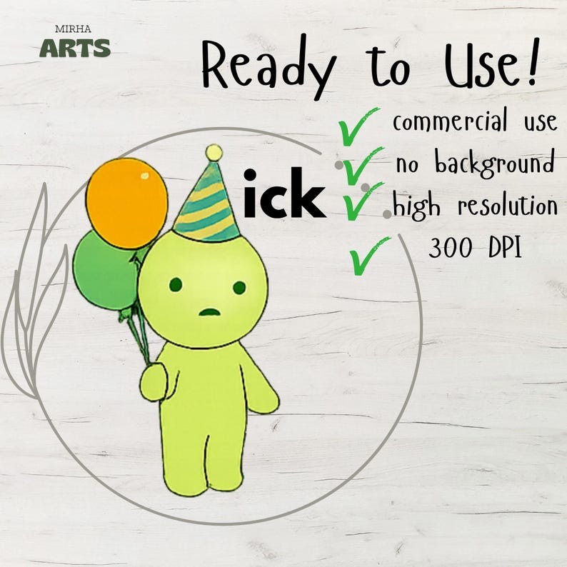 Birthday Smiski Style PNG Bundle | 16 Green Characters | 300 DPI ...