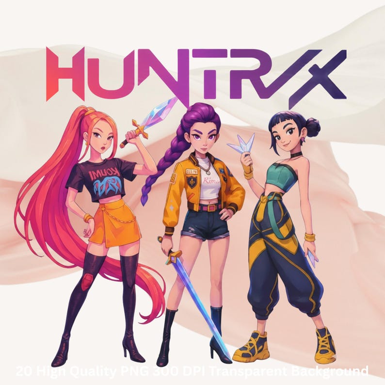 Huntrix Kpop Demon Hunters PNG SVG, Idol Group Shirt Design ,digital ...