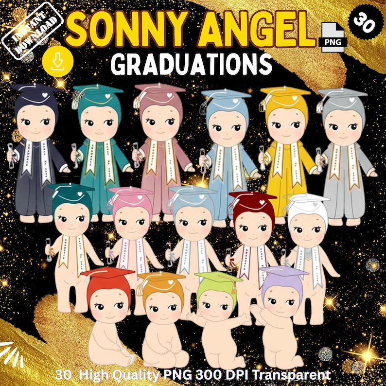Sonny Angel Graduation Clip Art | Graduation PNG | 300 DPI Transparent ...