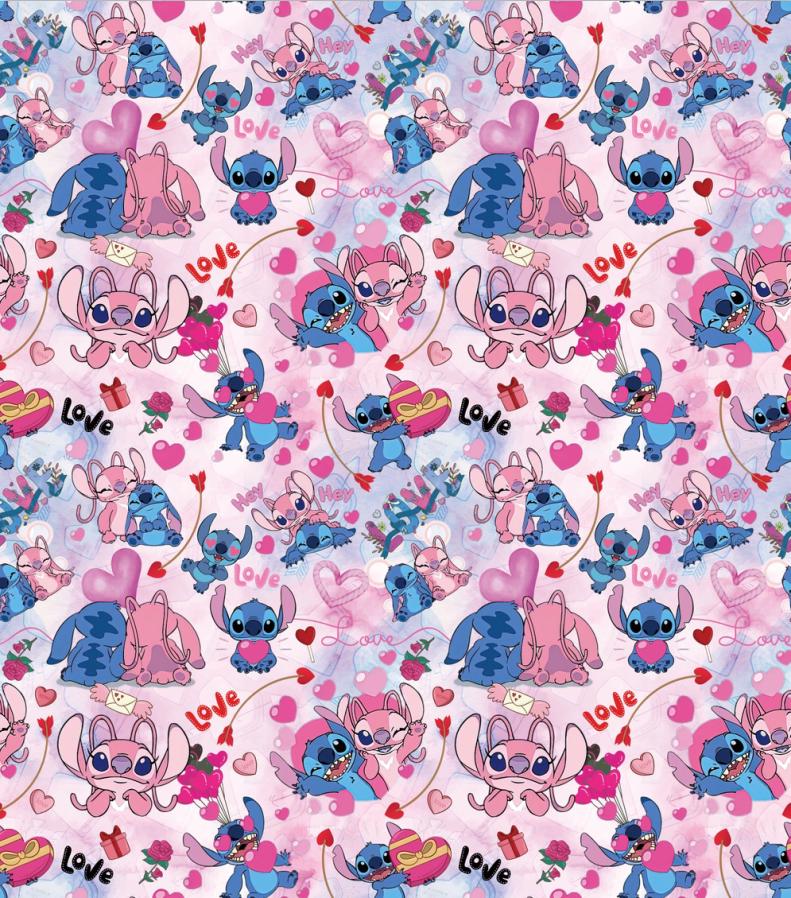 Stitch and Angel Fabric Blue Koala Fabric Stitch Valentines Day Fabric ...