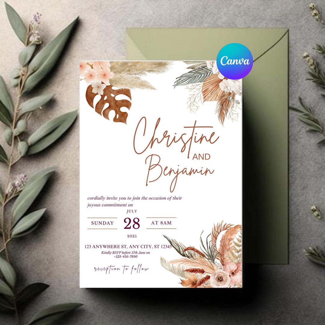 Boho Wedding, Boho Invite, Rustic Wedding, Boho Chic, Boho Style ...