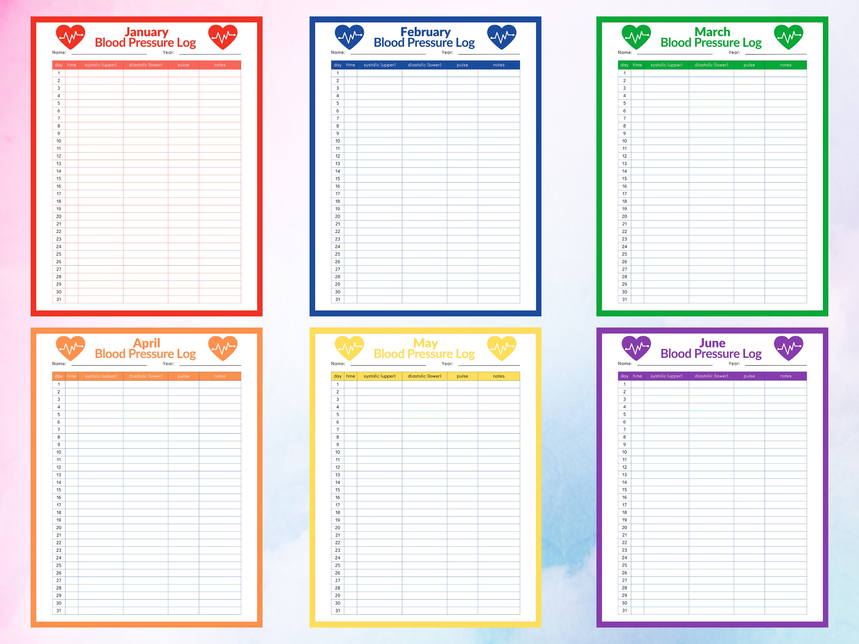Blood Pressure Log Pulse Log Blood Pressure Health Tracker - Etsy