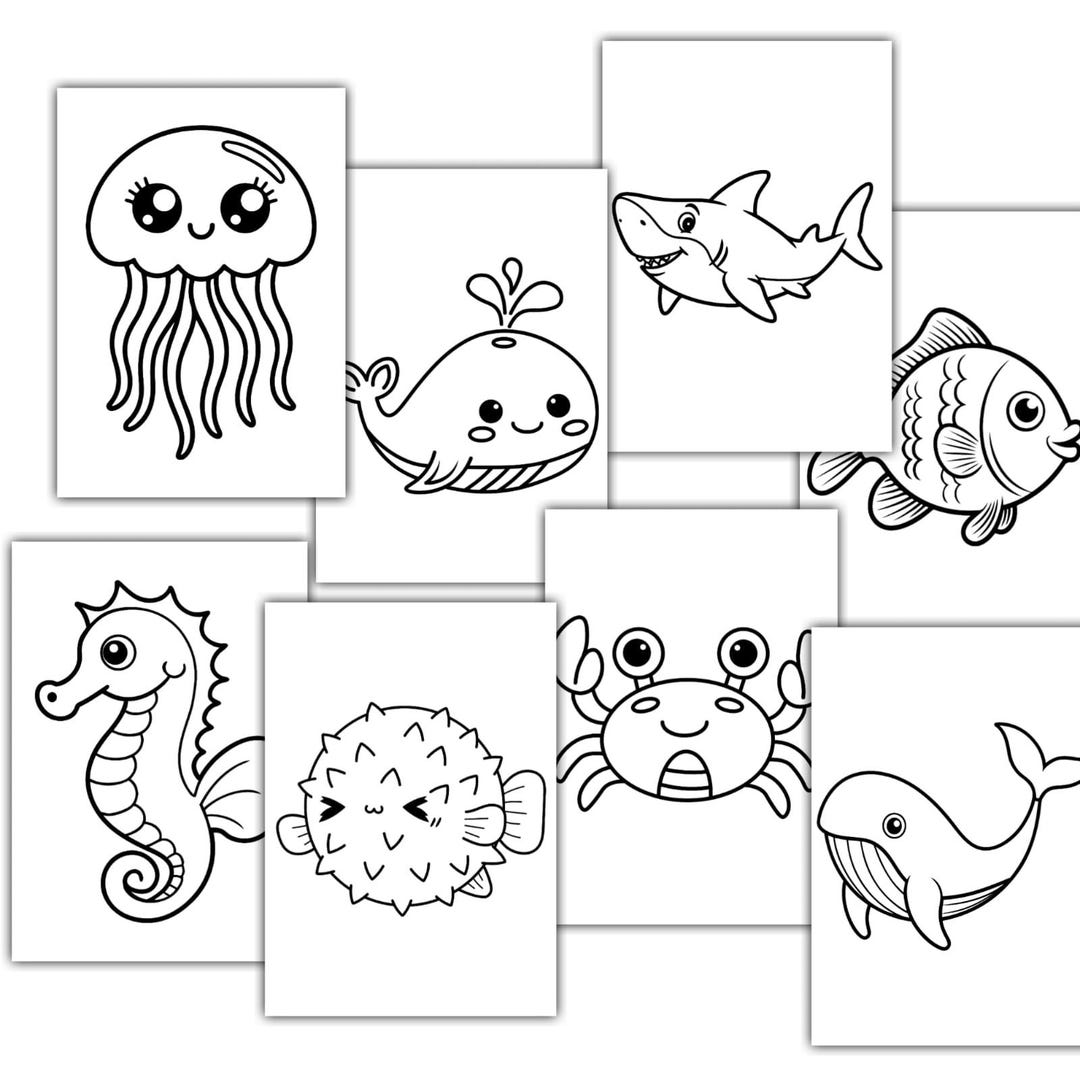 Ocean Animals Coloring Book for Kids | Instant Digital Download ...