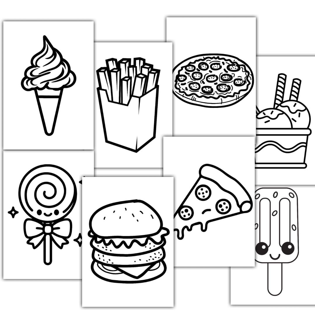 Fast Food Coloring Book for Kids, Printable Coloring Book for Kids ...